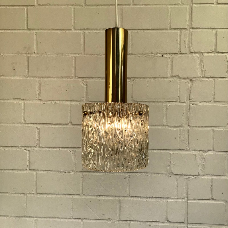 Mcm Glass Pendant Light Vintage - Etsy