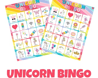 Unicorn Rainbow BINGO Printable Party Game Bright and | Etsy