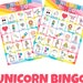 Rainbow Unicorn BINGO Printable Party Game Bright and | Etsy