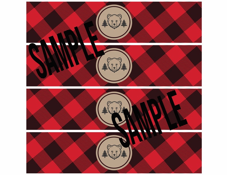 Buffalo Plaid Water Bottle Labels Printable Flannel Drink - Etsy
