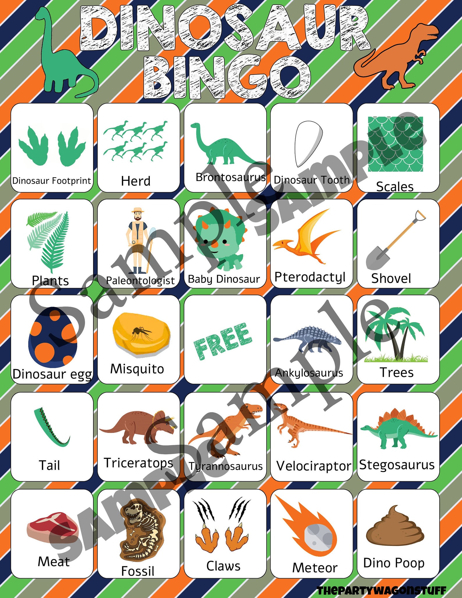 Dinosaur BINGO Jurassic Party Game Dinosaur Parties | Etsy