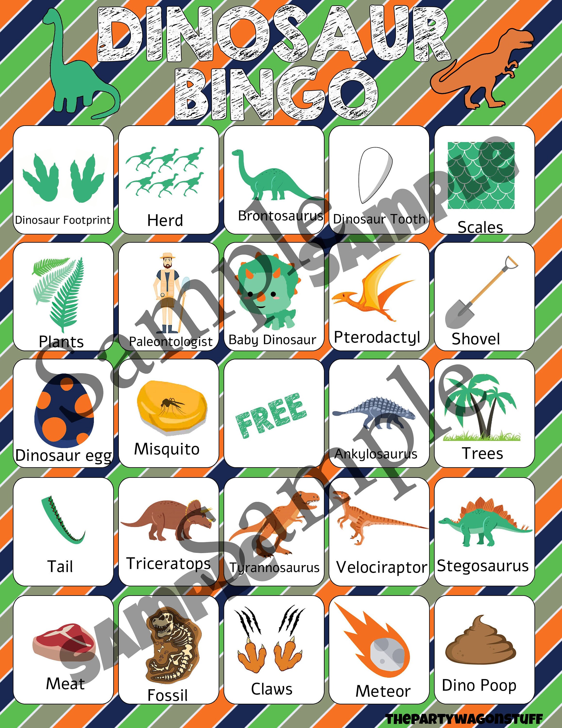 Dinosaur BINGO Jurassic Party Game Dinosaur Parties | Etsy