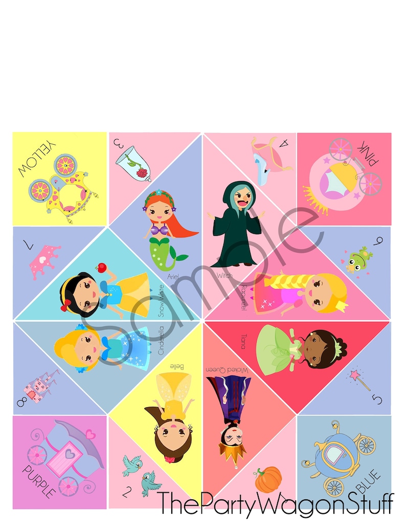 Princess Fortune Teller / Cootie Catcher Printable Craft Birthday ...