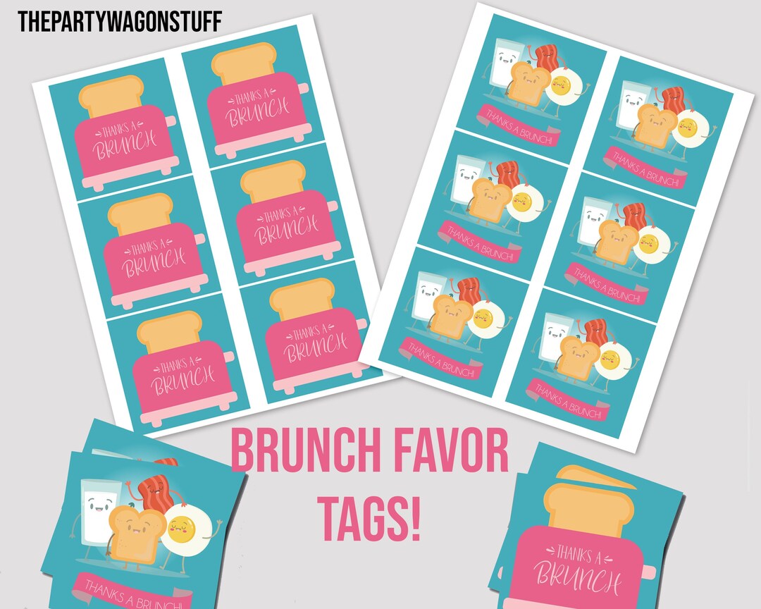 Brunch Party Favor Tag, Brunch Birthday Printable Thank You Gift ...
