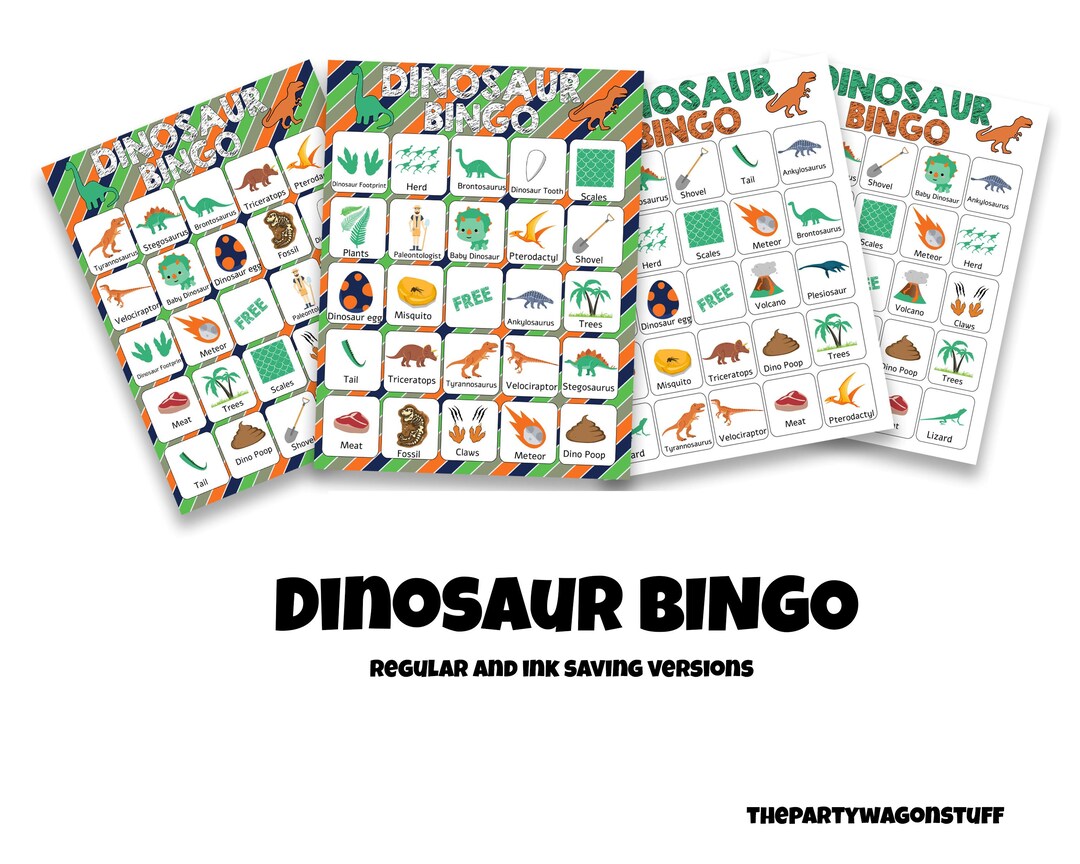 Dinosaur BINGO, Jurassic Party Game, Dinosaur Parties, Printable ...