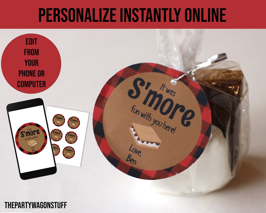S'mores Party Tag, Smores Personalized Favor Tag, Printable Smore Gift ...