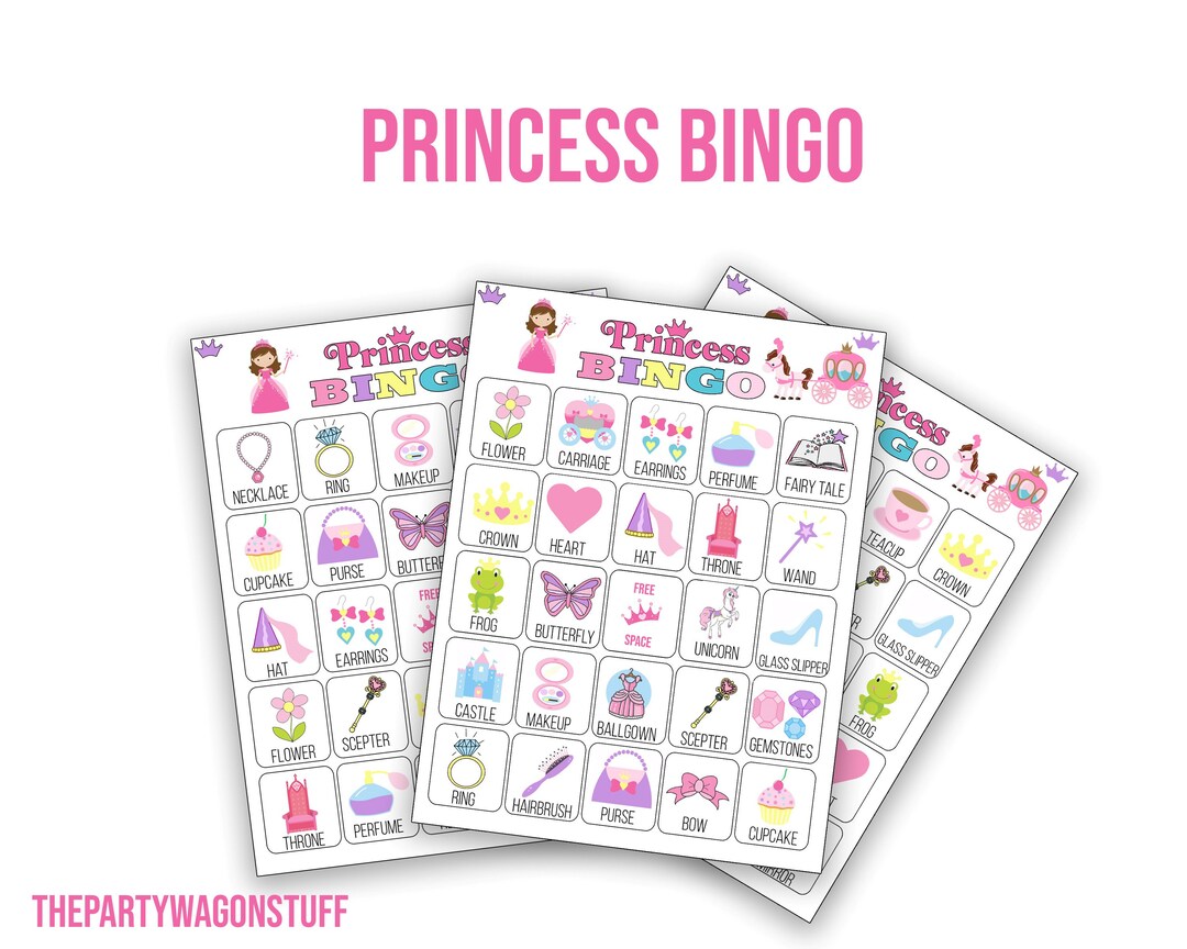 Princess BINGO Printable Party Game, Girl Party Printable Game, Digital ...