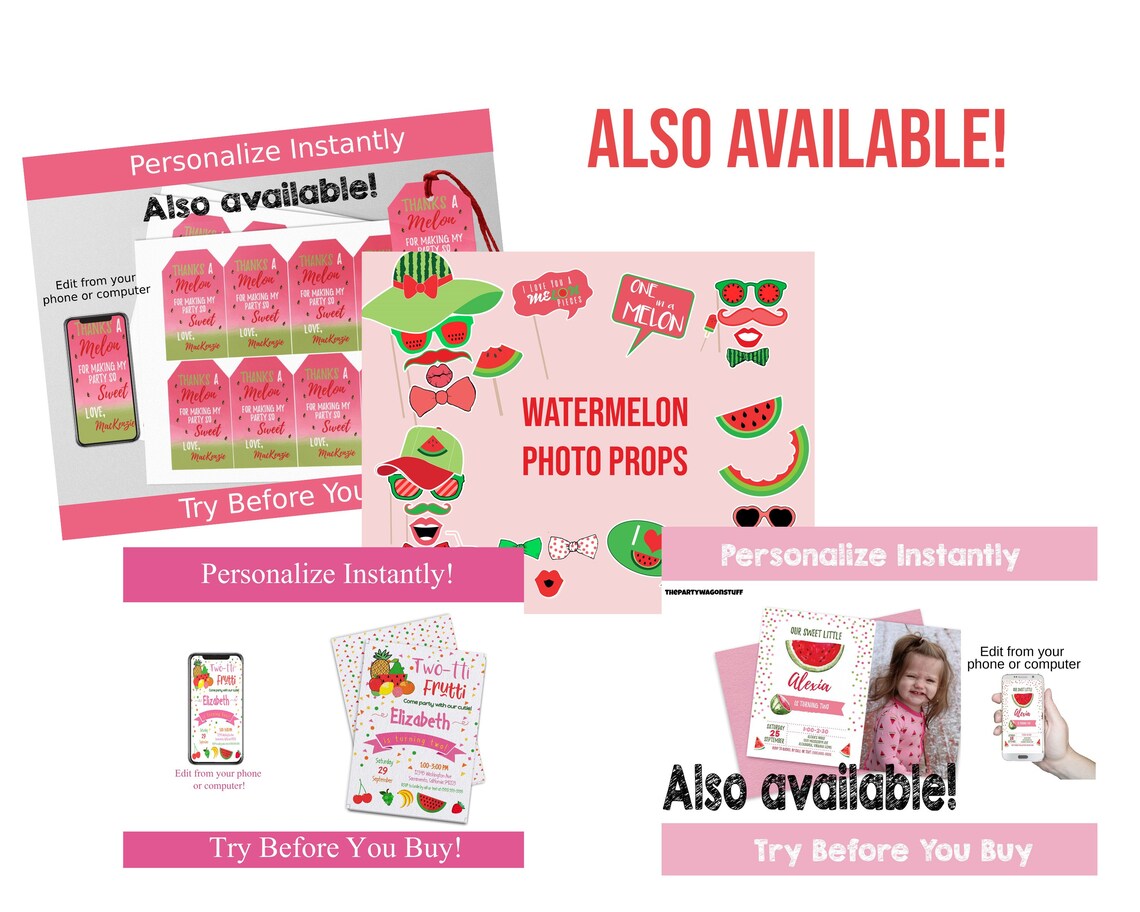 Watermelon Photo Banner Printable Melon Banner Personalized - Etsy