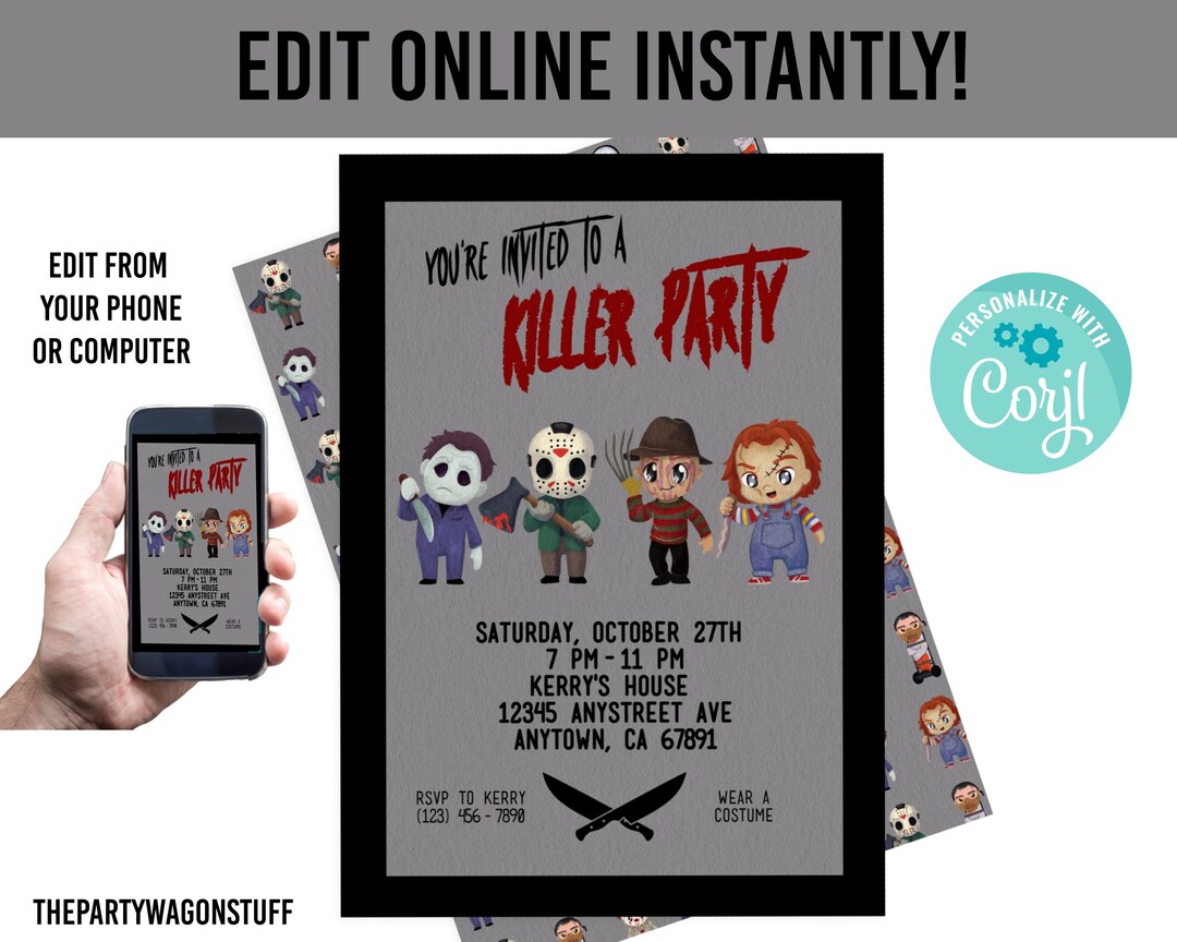 Horror Party Personalized Invitation, Costume Party Invite, Teen Adult ...