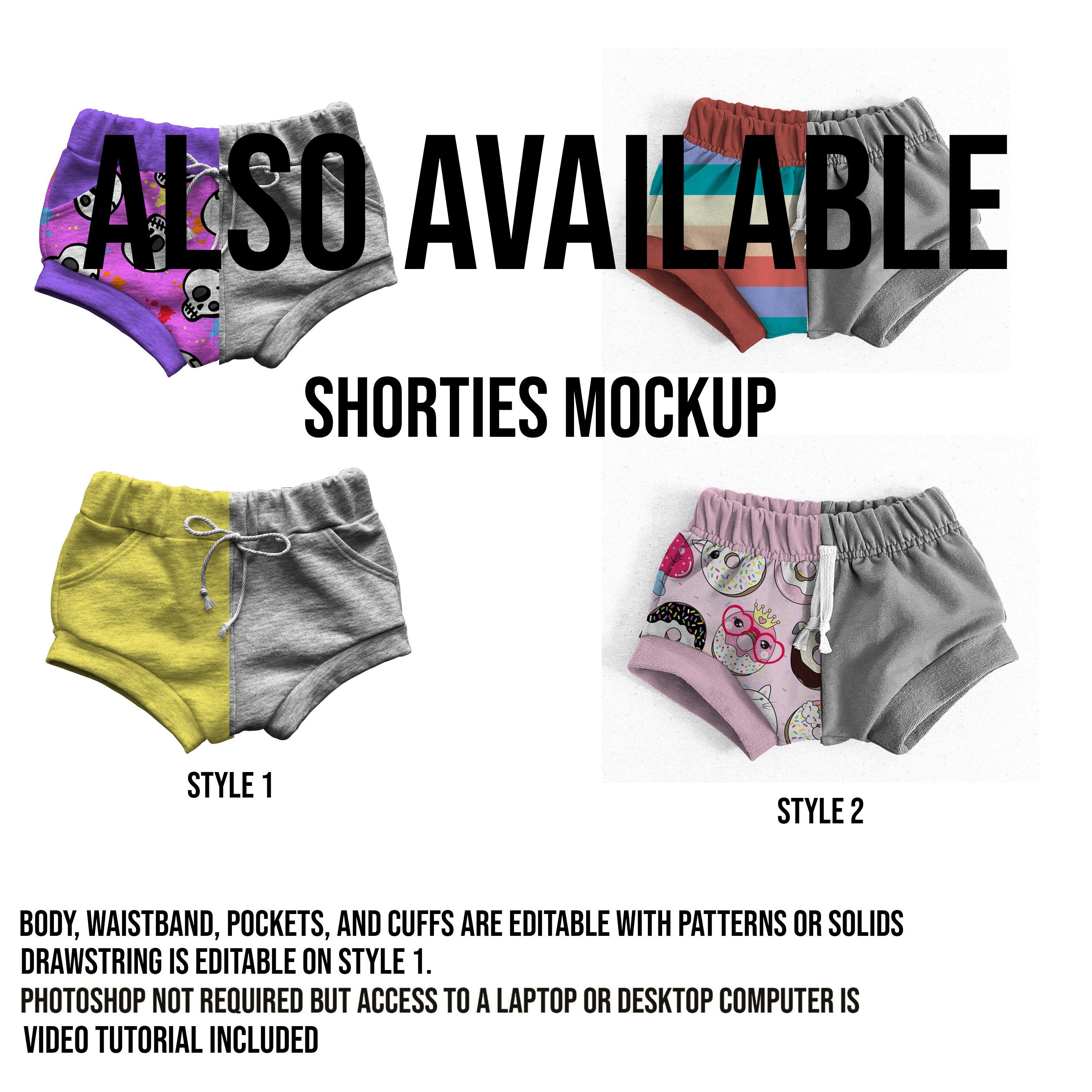 Boy Shorts Mockup, Kids Summer Shorts Mock Up, Biker Short Mock-up ...