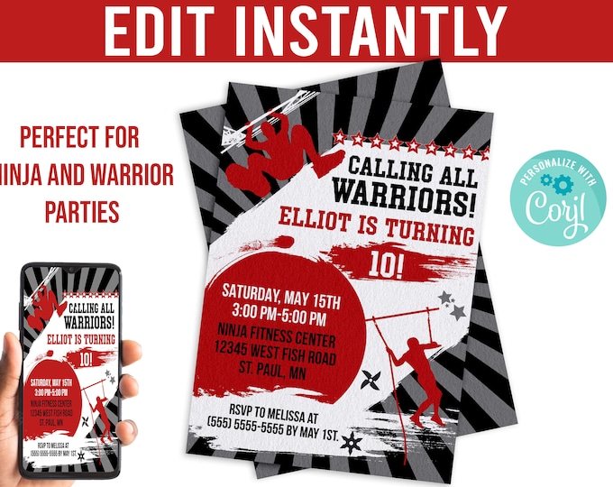 Obstacle Course Invitation, Assault Course Invitation, Muddy Party ...