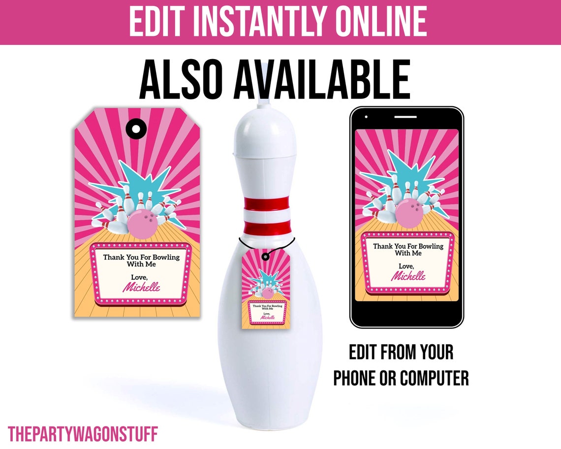 Bowling Party Personalized Invitation Girls Bowling Birthday | Etsy