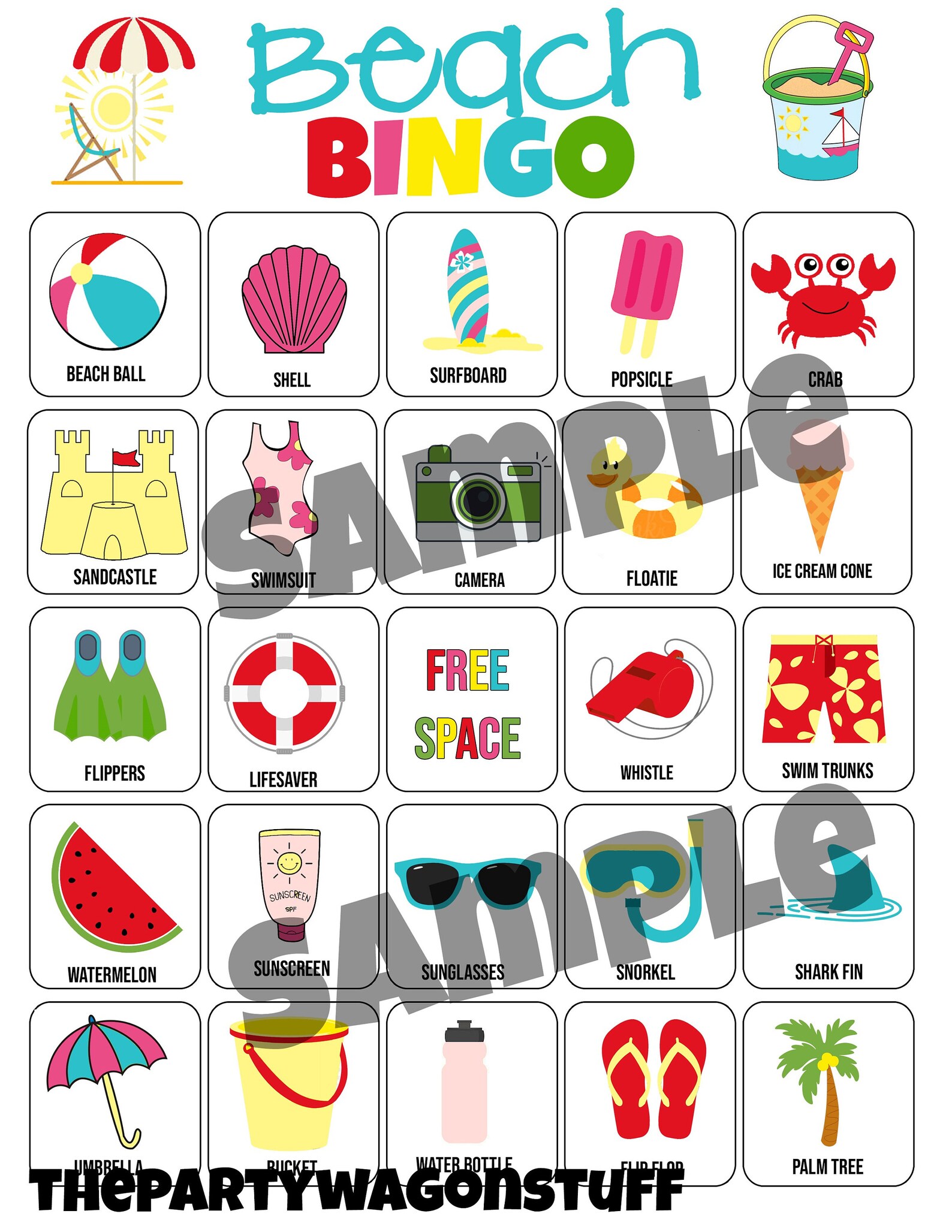 Beach Summer Pool Party BINGO Great for Summer Parties Pool - Etsy