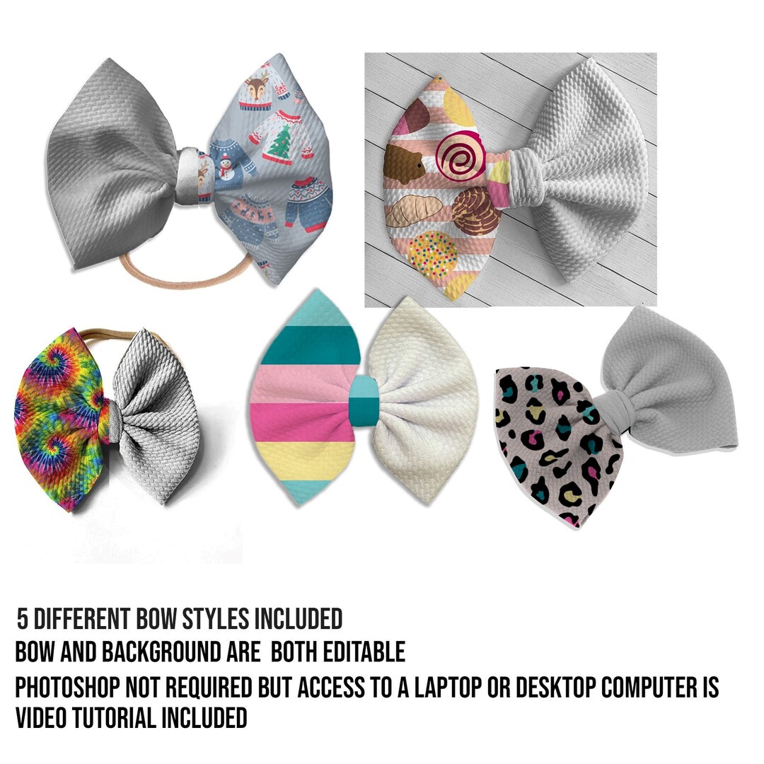 Hair Bow Mockup, Hairbow Mock up Template for Seamless Files and Fabric ...