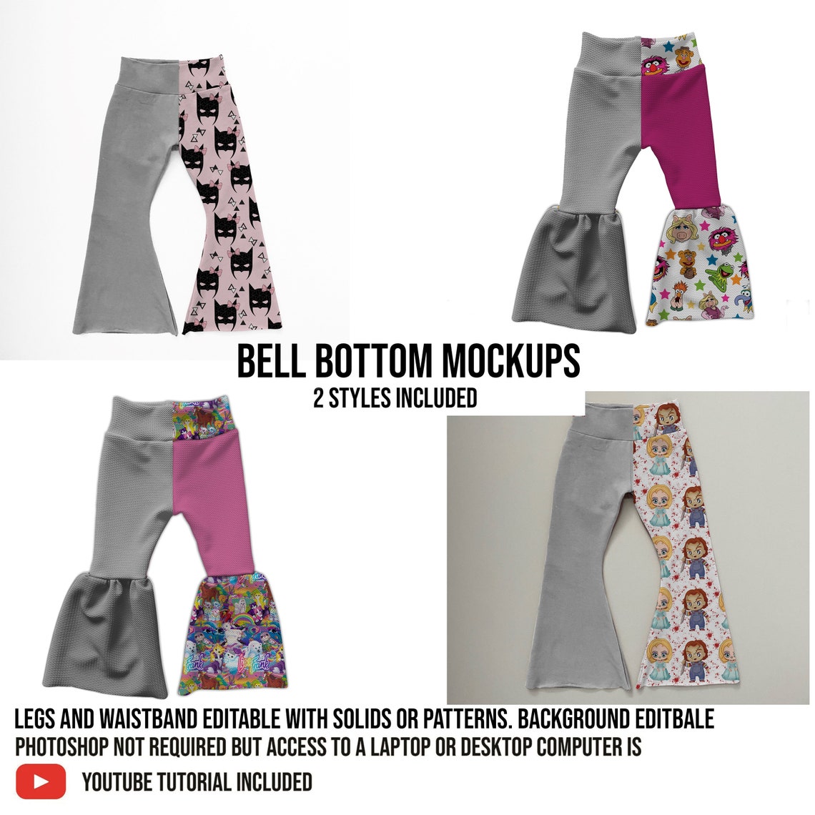 Bell Bottom Mockup Bells Mock Up Flared Bottoms Mock-up - Etsy