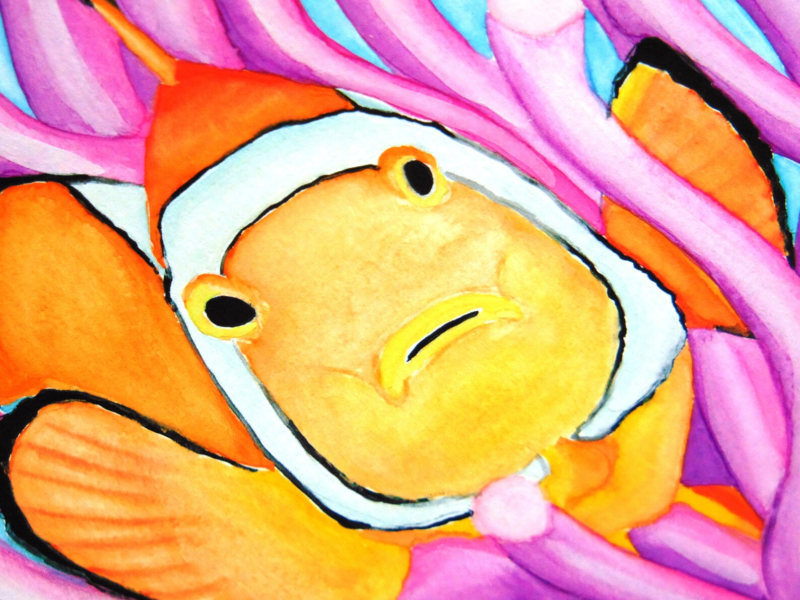 Clown Fish, Watercolor Painting, Beach Decor, Coastal Wall Decor ...