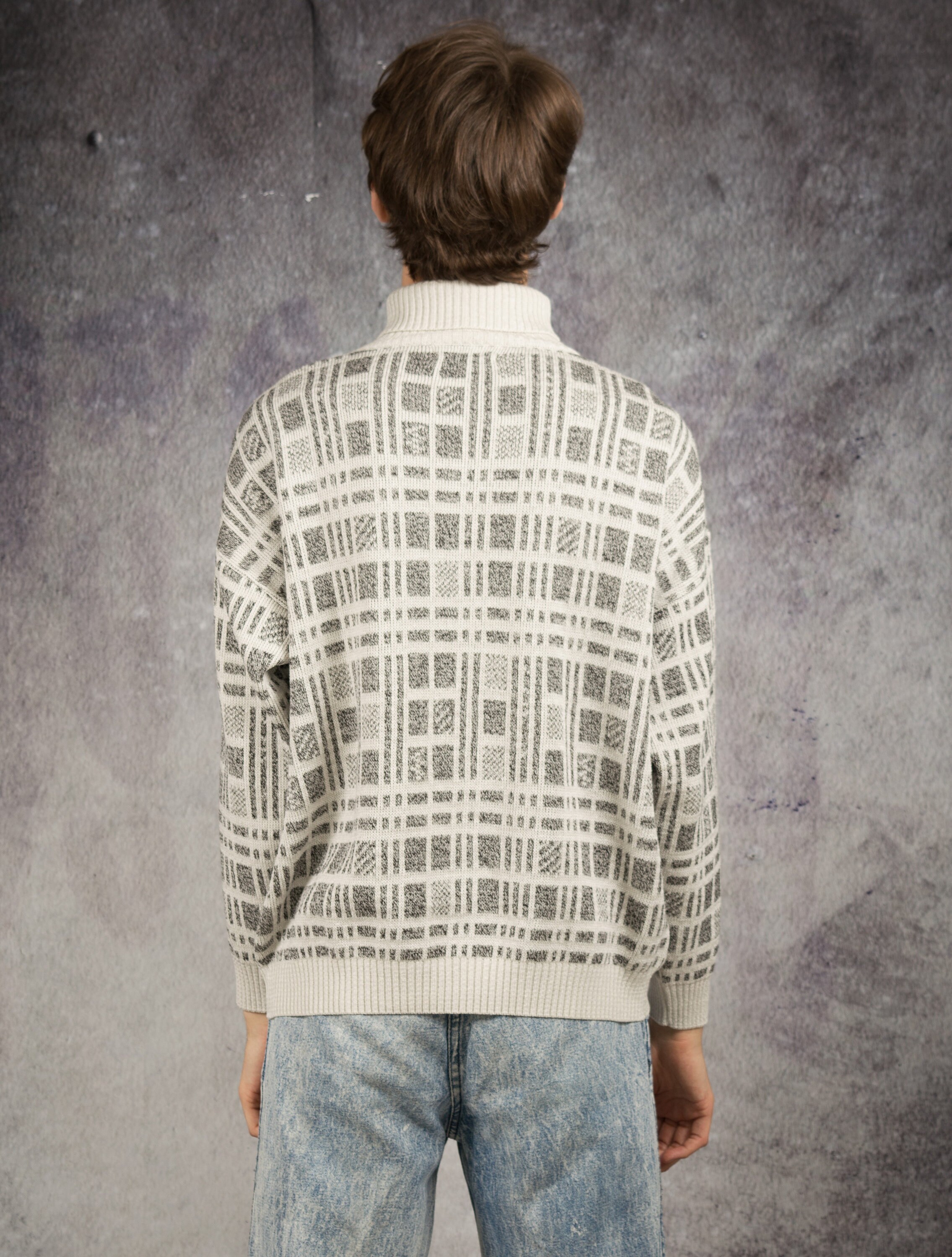 Vintage 90s Geometric Pattern Graphic Knit Sweater for Vintage Clothing ...