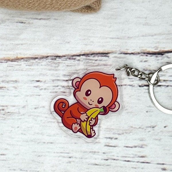 Monkey Keychain - Etsy
