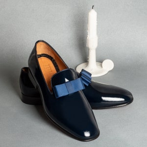 Men's Navy Patent Leather Opera Pumps, Blake Stitched Tuxedo Loafers - Etsy