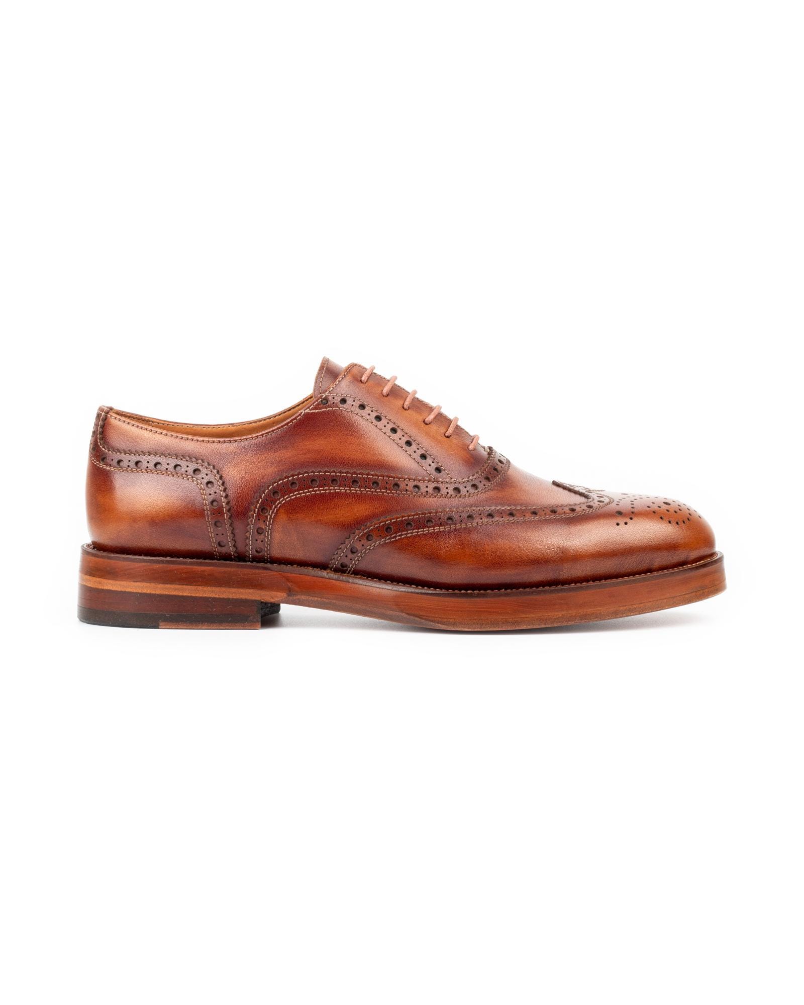 Men's Brocken Tan Calf Leather Wingtip Brogue Oxford: Blake Stitched - Etsy