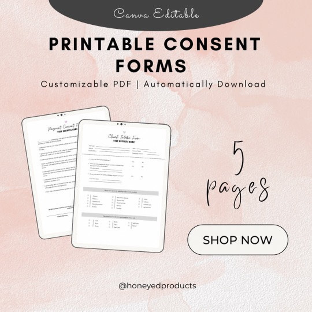 Nail Tech Consent Form Bundle, Photo/video Release Consent Form, Client ...