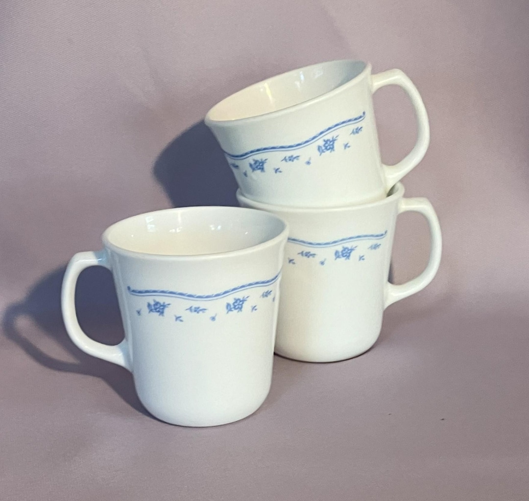 3 Morning Blue Flowers Corelle Corning Cups - Etsy