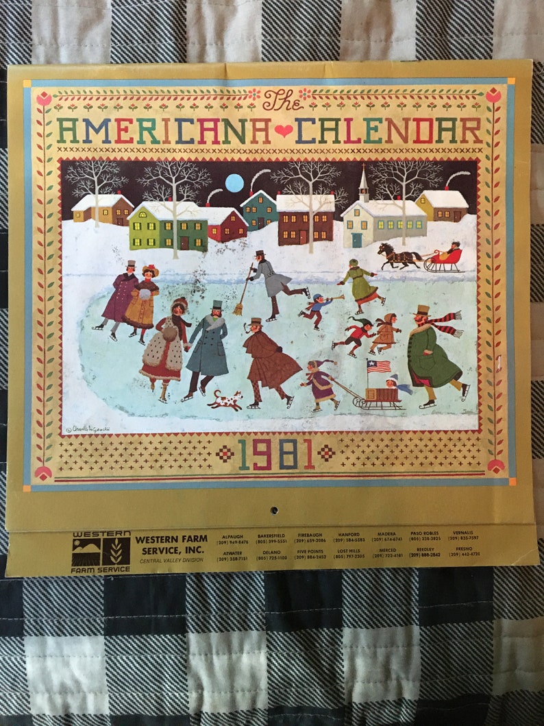 Americana Calendar 1981 Charles Wysocki Primitive Folk Art - Etsy