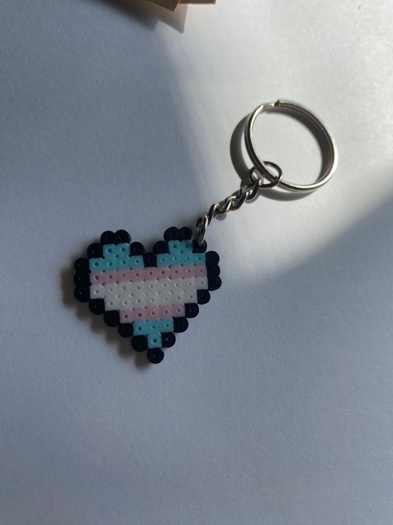 Pride Heart Perler Bead Keychains - Etsy