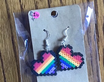 Rainbow Perler Bead Earrings - Etsy