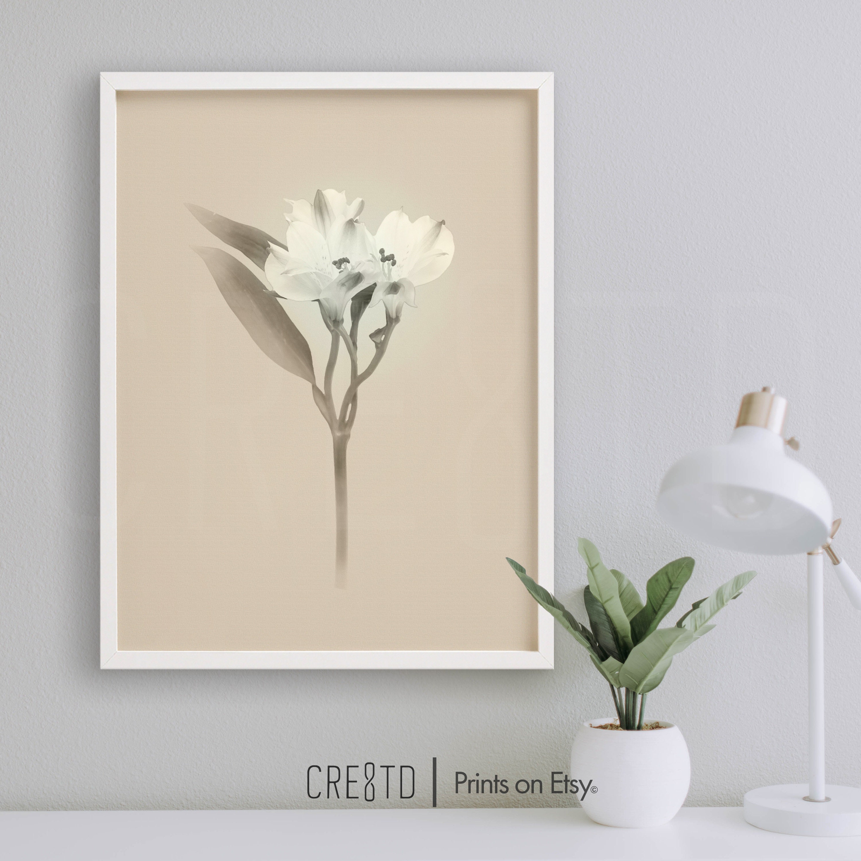 Cream Beige Floral Flowers Wall Art, 3-piece Art Set, Vintage Floral ...