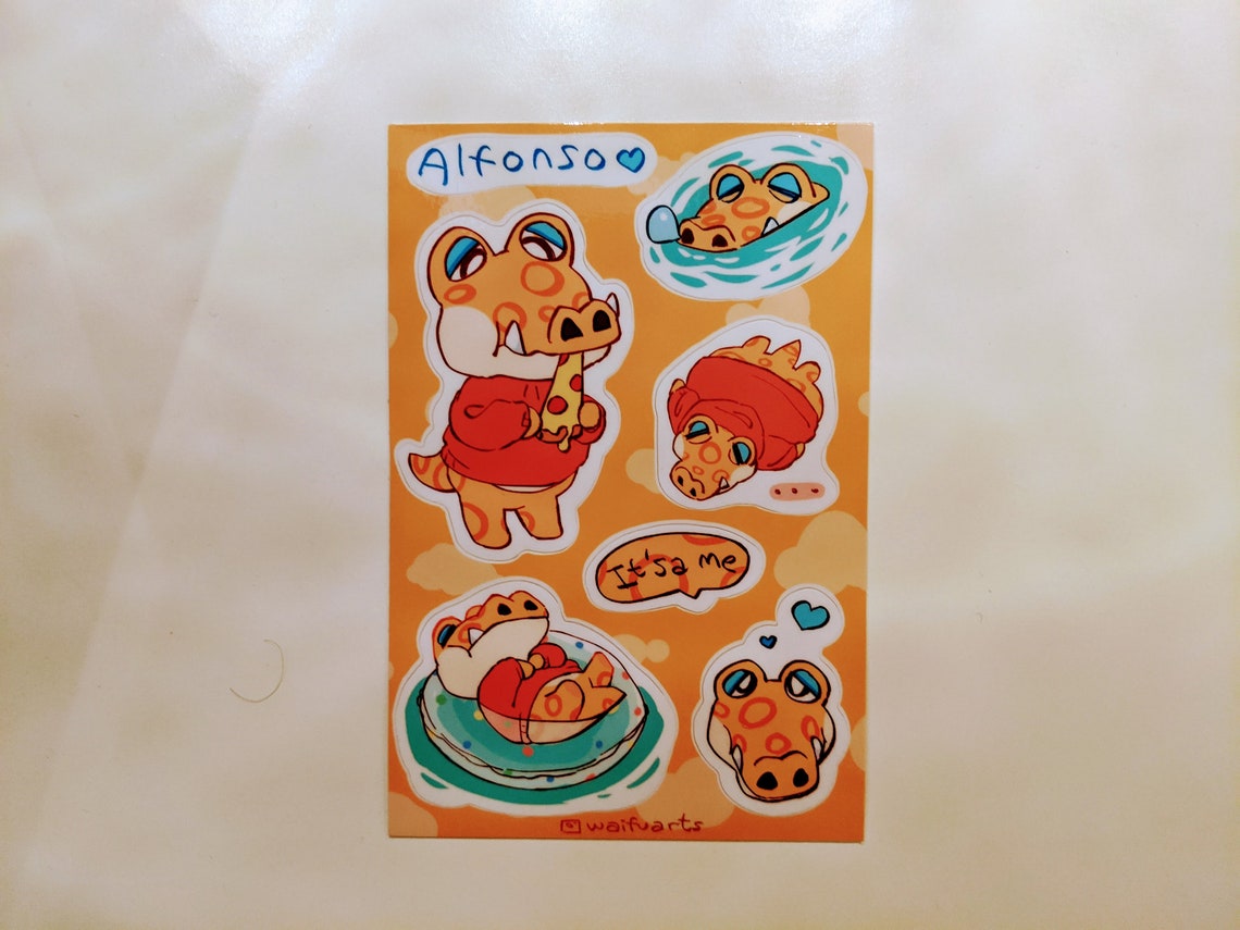 ACNH// Alfonso Glossy 4x6 Vinyl Sticker Sheet | Etsy