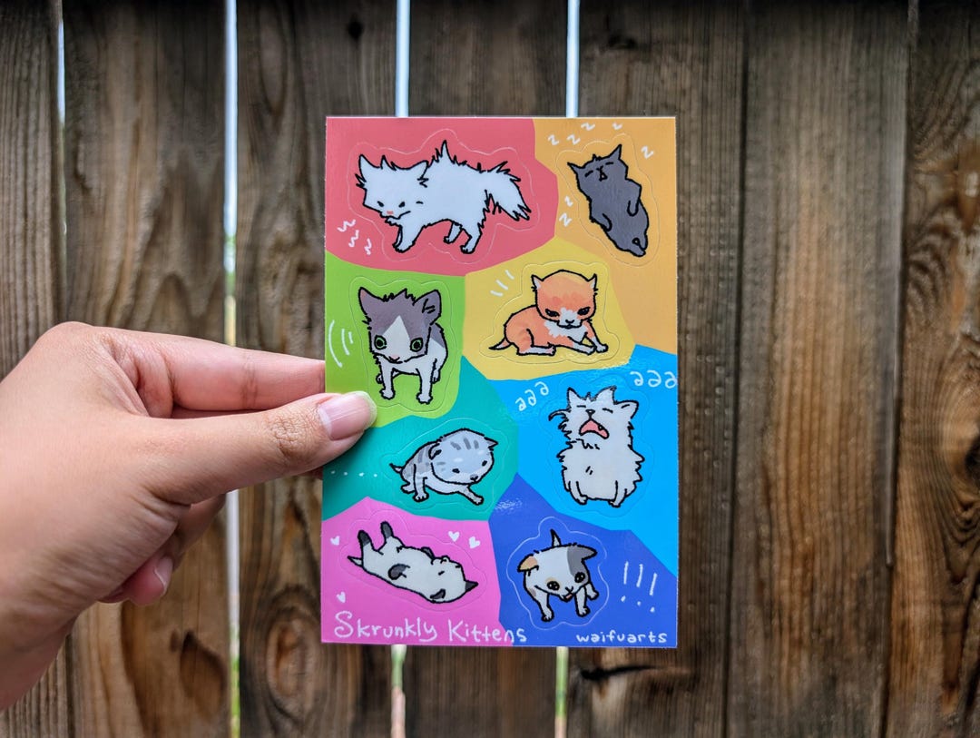 Skrunkly Kittens 4x6" Glossy Vinyl Sticker Sheet - Etsy