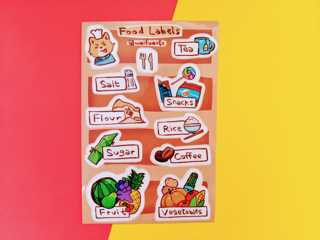Cute Cartoon Food Labels Glossy 4x6" Vinyl Sticker Sheet - Etsy