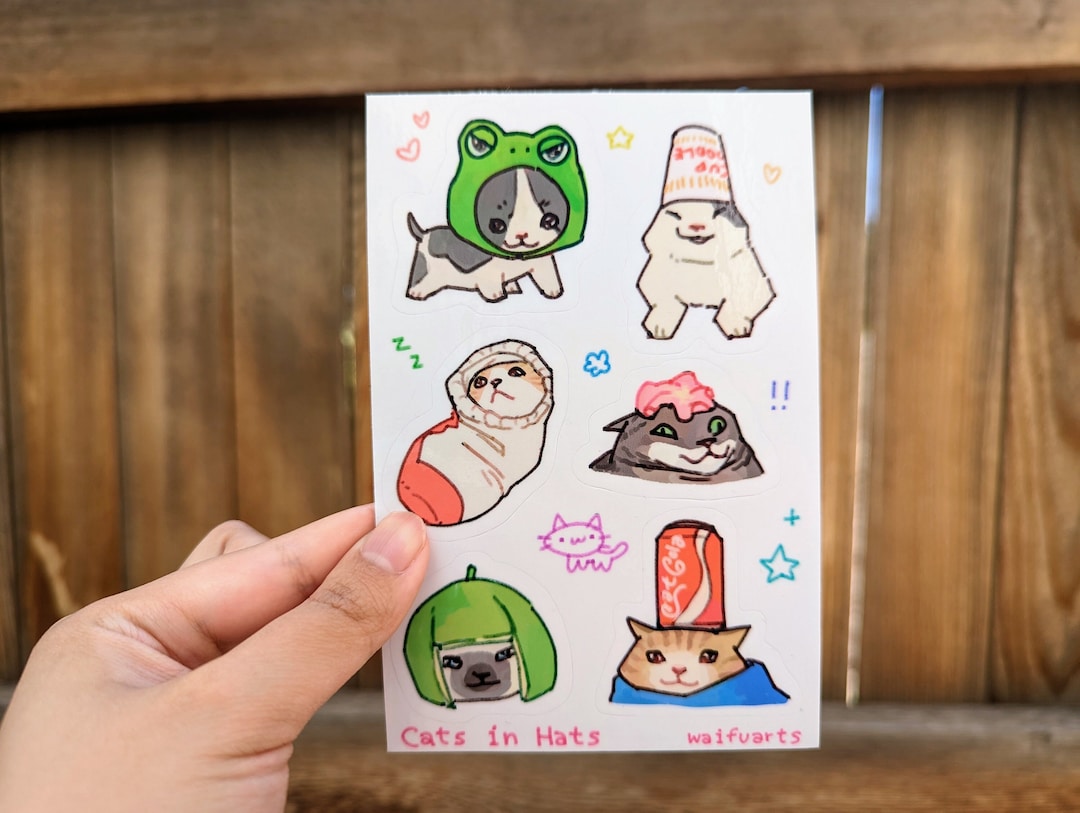 Cats in Hats 4x6" Glossy Vinyl Sticker Sheet - Etsy