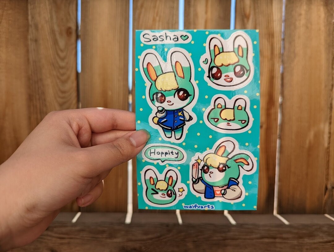 ACNH// Sasha 4x6" Vinyl Sticker Sheet - Etsy