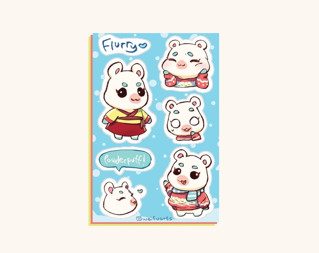 ACNH// Flurry Glossy 6x4" Vinyl Sticker Sheet - Etsy
