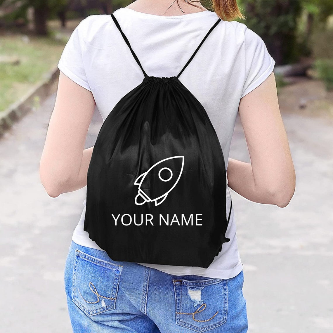 Personalised Drawstring Bag Any Name for School PE Kids Adults - Etsy UK