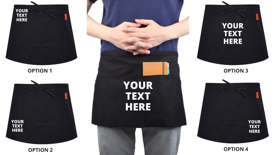 Personalised Short Apron Waist Waitress Half Custom Create Your Own ...