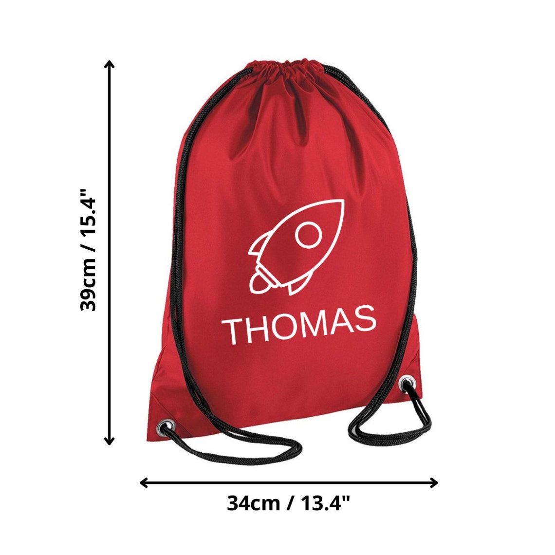 Personalised Drawstring Bag Any Name for School PE Kids Adults Unisex ...