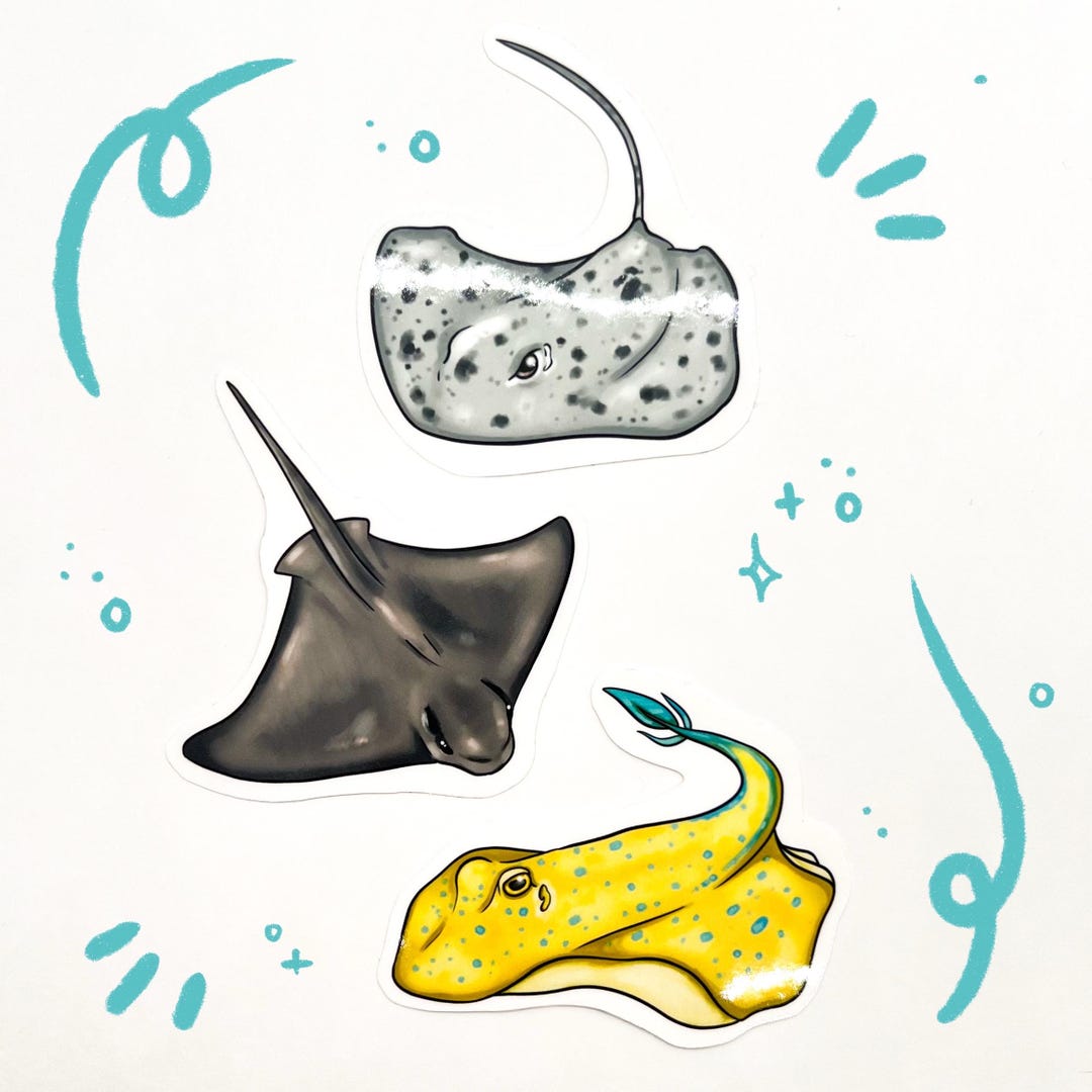 Rays Sticker Pack, Ocean Ray Stickers, Stingray Stickers by Naterade ...