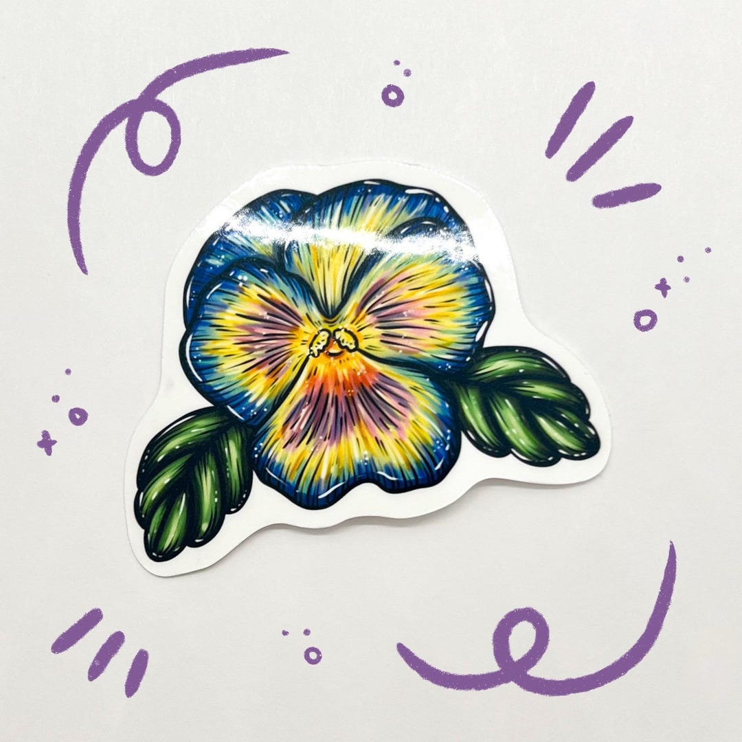 Pansy Sticker, Pansy Flower Sticker, Pansies Sticker, Pansies Flower ...