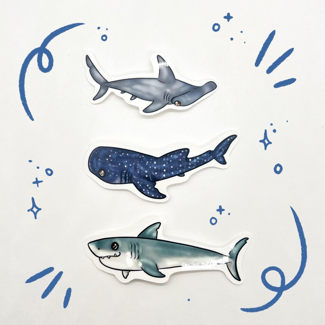 Shark Sticker Pack, Sharks Sticker Set, Sharks Stickers, Shark Sticker ...