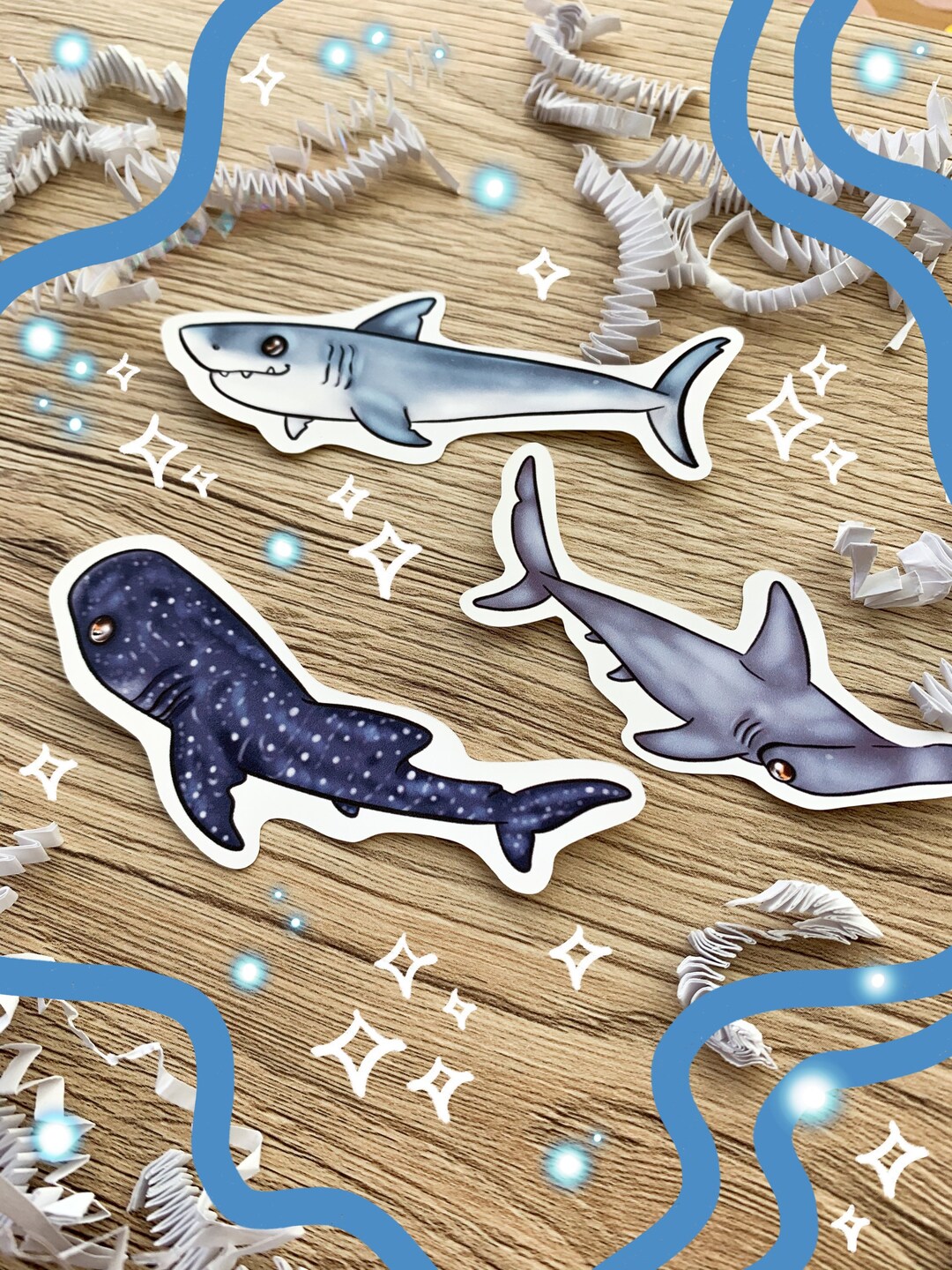 Sharky Friends Sticker Set Shark Stickers by Naterade Creates - Etsy