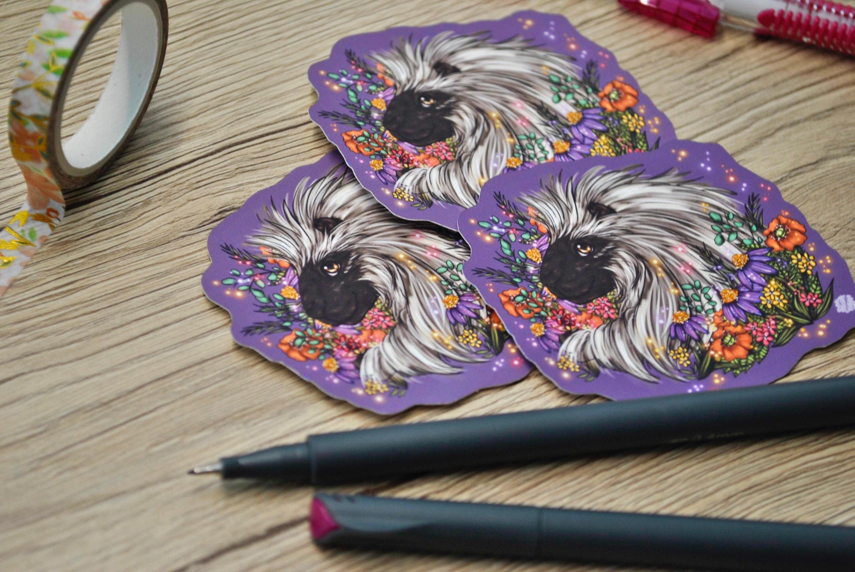Porcupine With Wildflowers Sticker Porcupine Sticker by | Etsy