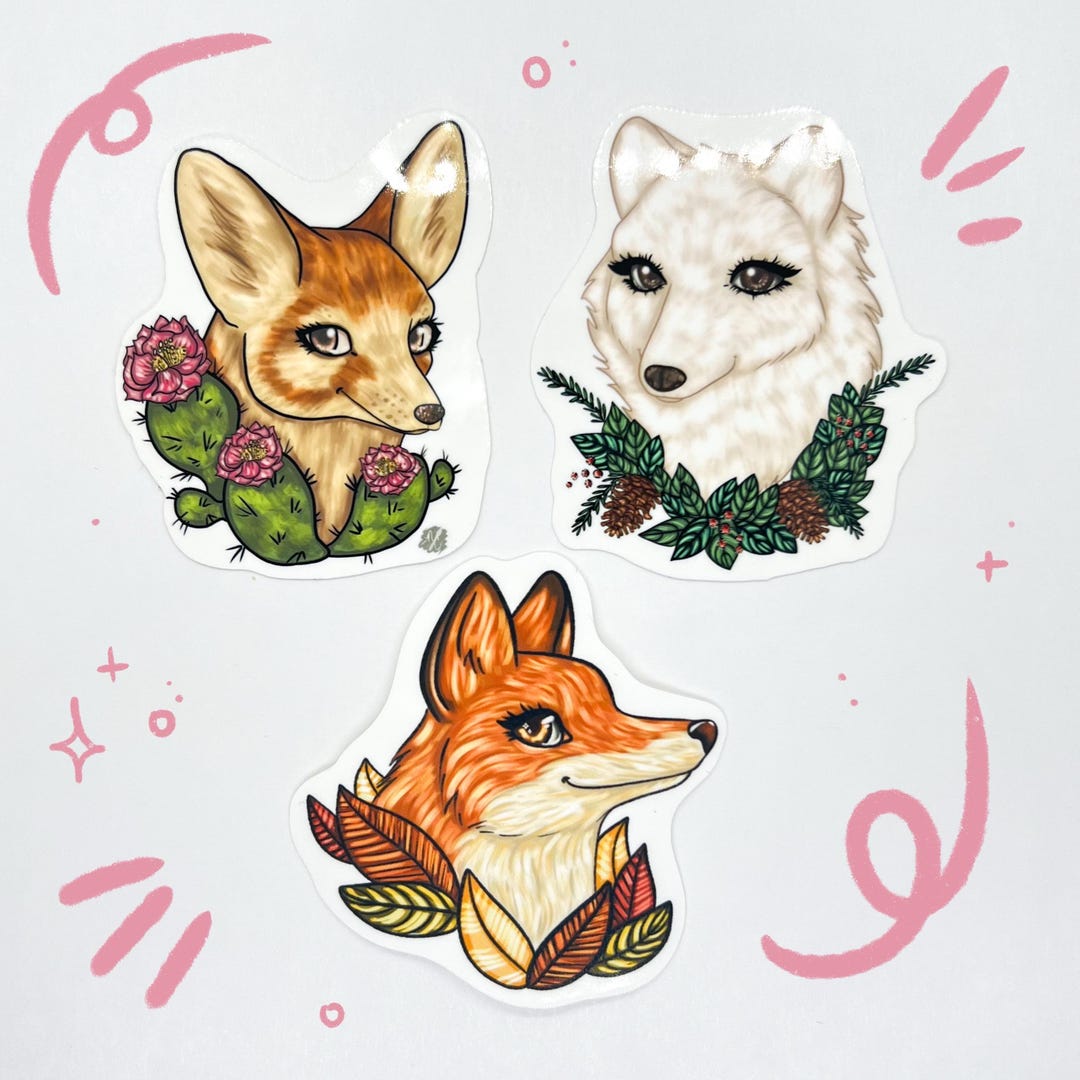 Foxes Sticker Pack, Foxes Sticker Set, Fox Stickers Set, Fox Stickers ...