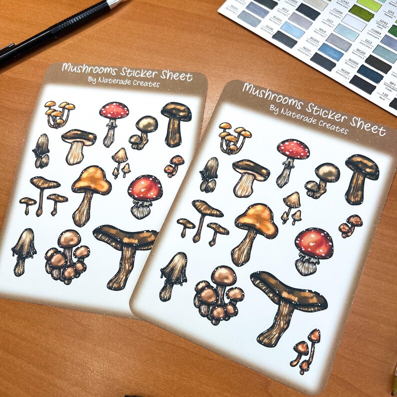 Mushroom Sticker Sheet: Fungi Stickers by Naterade Creates - Etsy