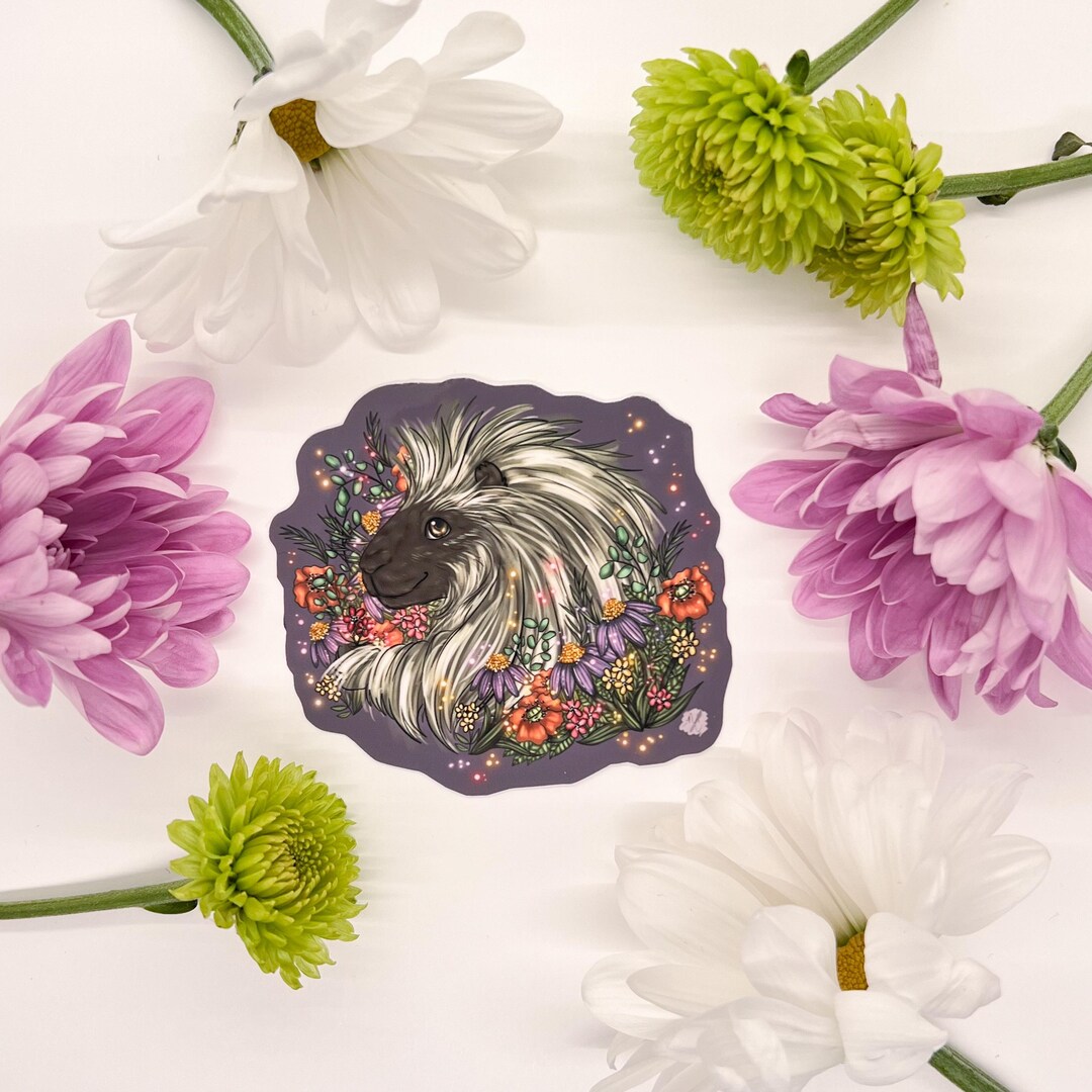 Porcupine With Wildflowers Sticker, Porcupine Sticker by Naterade ...