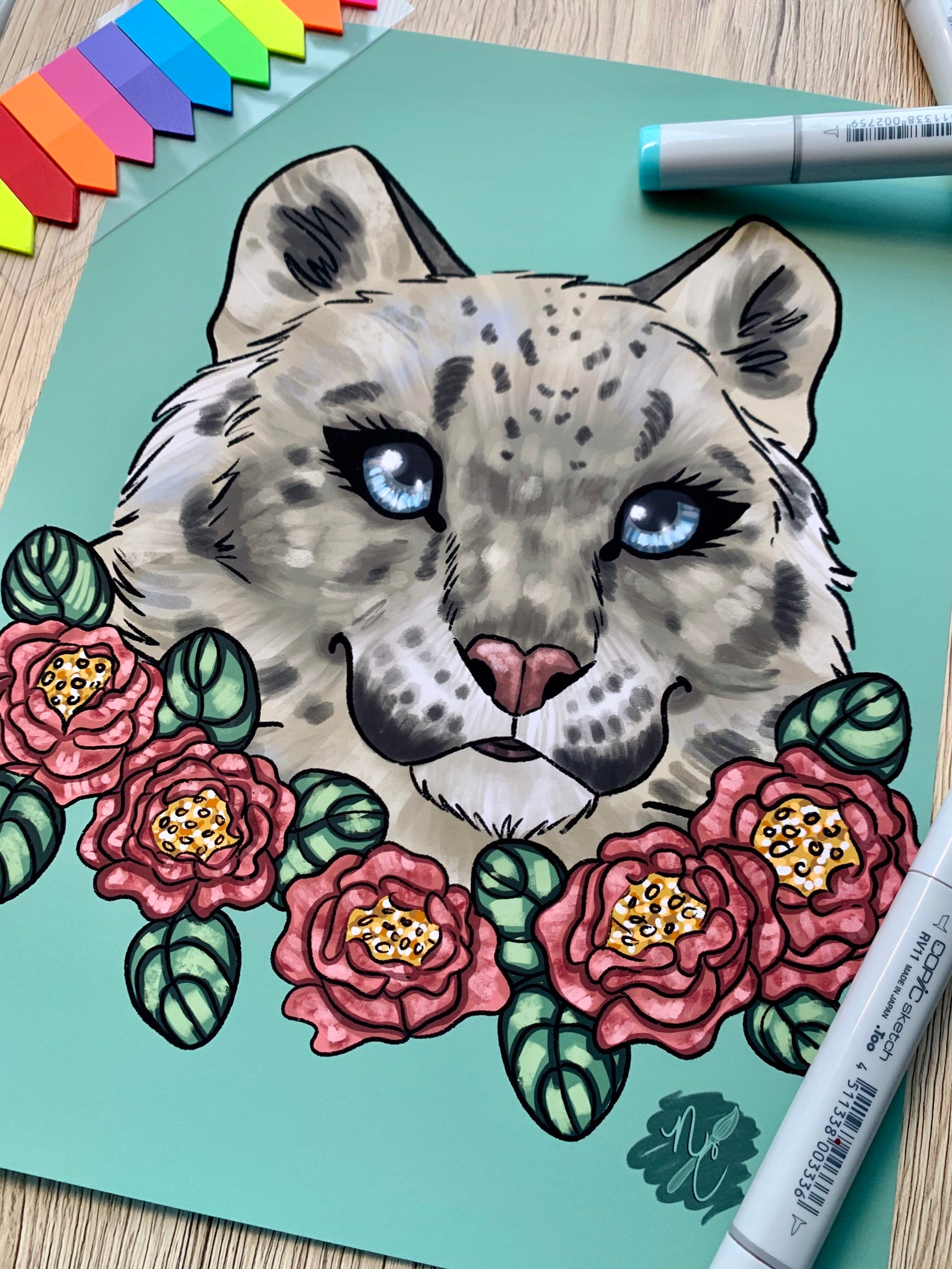 Snow Leopard Art Print Snow Leopard Art Snow Leopard Print | Etsy