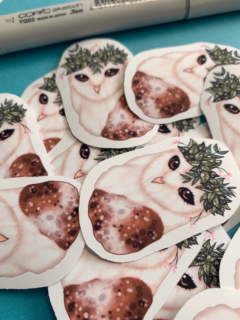 Barn Owl Sticker Barn Owl Stickers by Naterade Creates | Etsy
