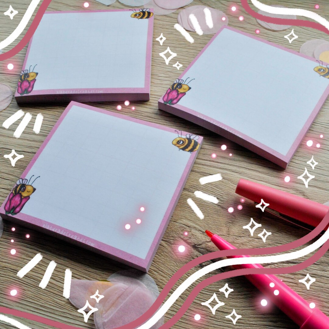 Bumblebee Sticky Notes, Bee Sticky Notes, Bee Notepad by Naterade ...